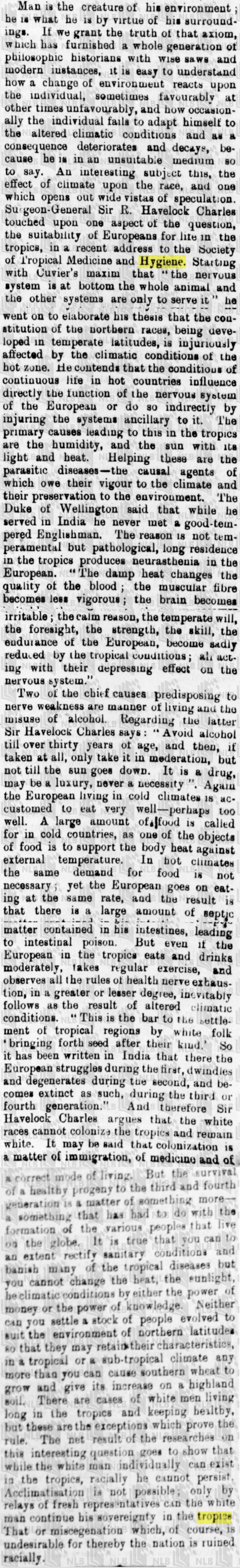 The Newspaper Excerpts, HEALTH IN THE TROPICS: the tropic disease and ...